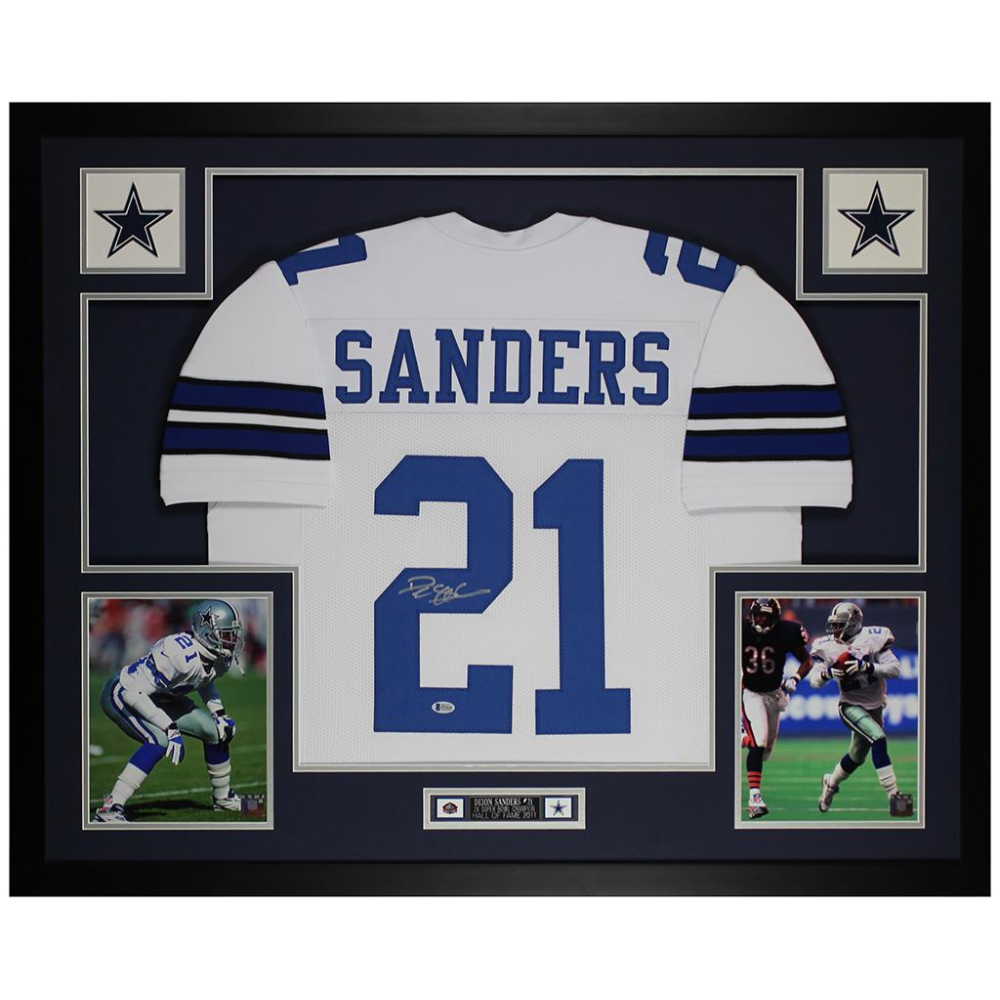 Deion Sanders Signed Custom Framed Jersey Display (Beckett) | Pristine Auction