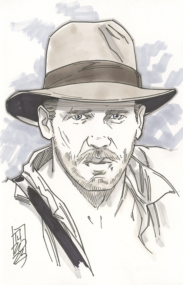 Indiana Jones | Harrison Ford - Signed ORIGINAL Drawing by Tom Hodges ...