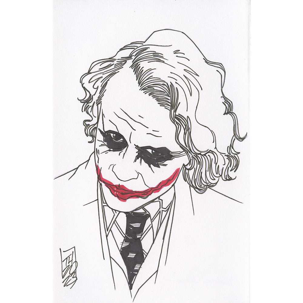 The Joker Heath Ledger Signed Original Drawing By Tom Hodges 11 Pristine Auction