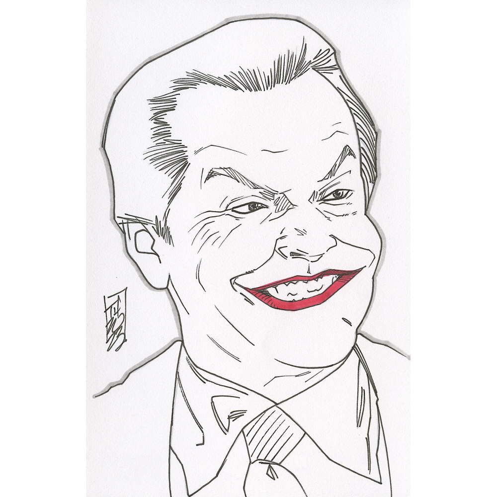The Joker | Jack Nicholson - Signed ORIGINAL Drawing by Tom Hodges (1/1 ...