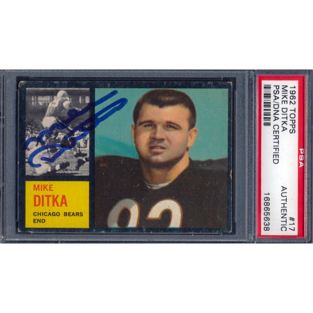 Mike Ditka Signed 1962 Topps #17 RC (PSA) | Pristine Auction