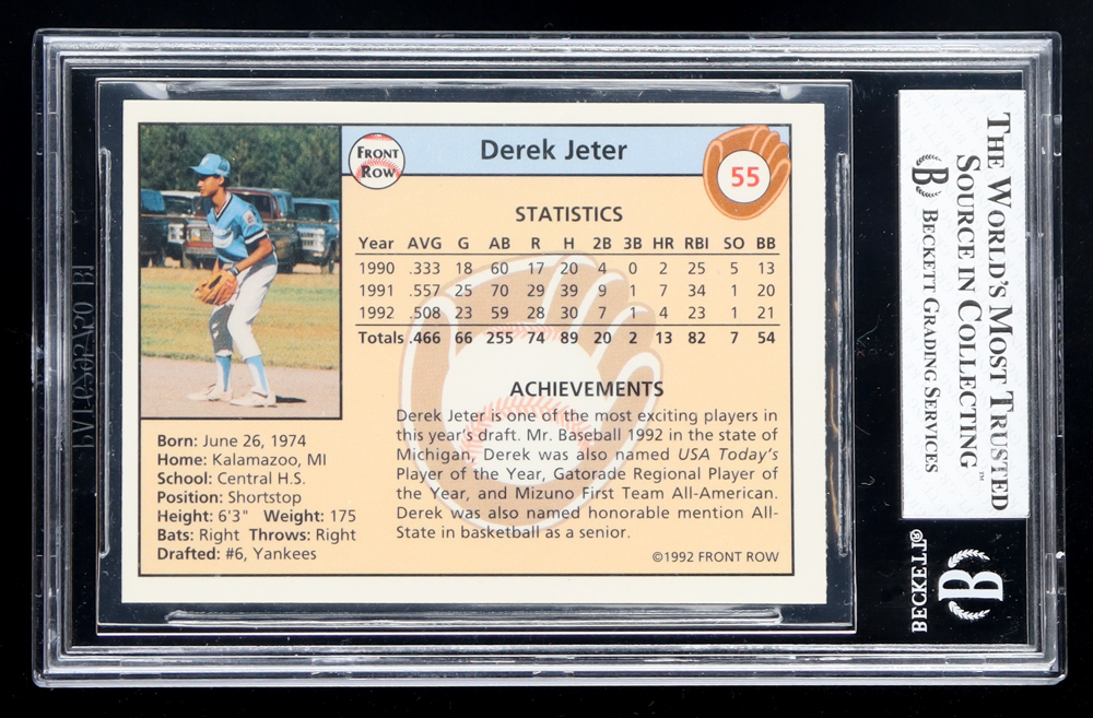 Derek Jeter 1992 Front Row Draft Picks #55 (BGS 8) | Pristine Auction