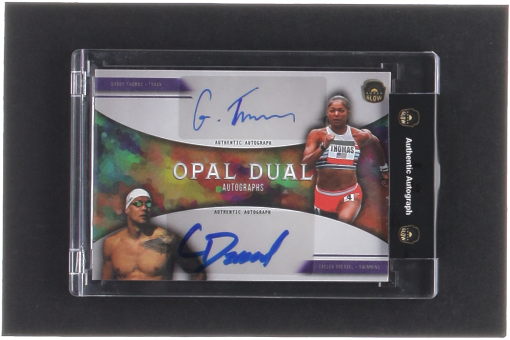Gabby Thomas / Caeleb Dressel 2022 Super Glow Opal Dual Autographs # ...