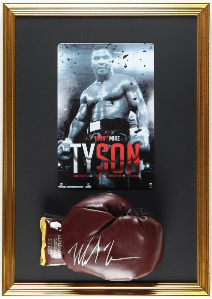 Mike Tyson Signed Custom Framed Wilson Boxing Glove Display With Tin ...