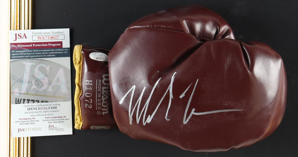 Mike Tyson Signed Custom Framed Wilson Boxing Glove Display With Tin ...