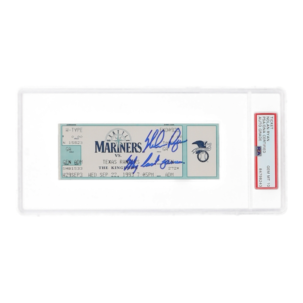 Nolan Ryan Signed 1993 Mariners Game Ticket Inscribed "My Last Game ...