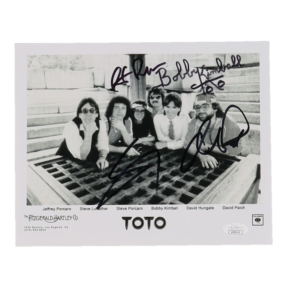 Toto 8x10 Photo Signed by (4) with Bobby Kimball, David Paich, Steve Porcaro & Steve Lukather ...