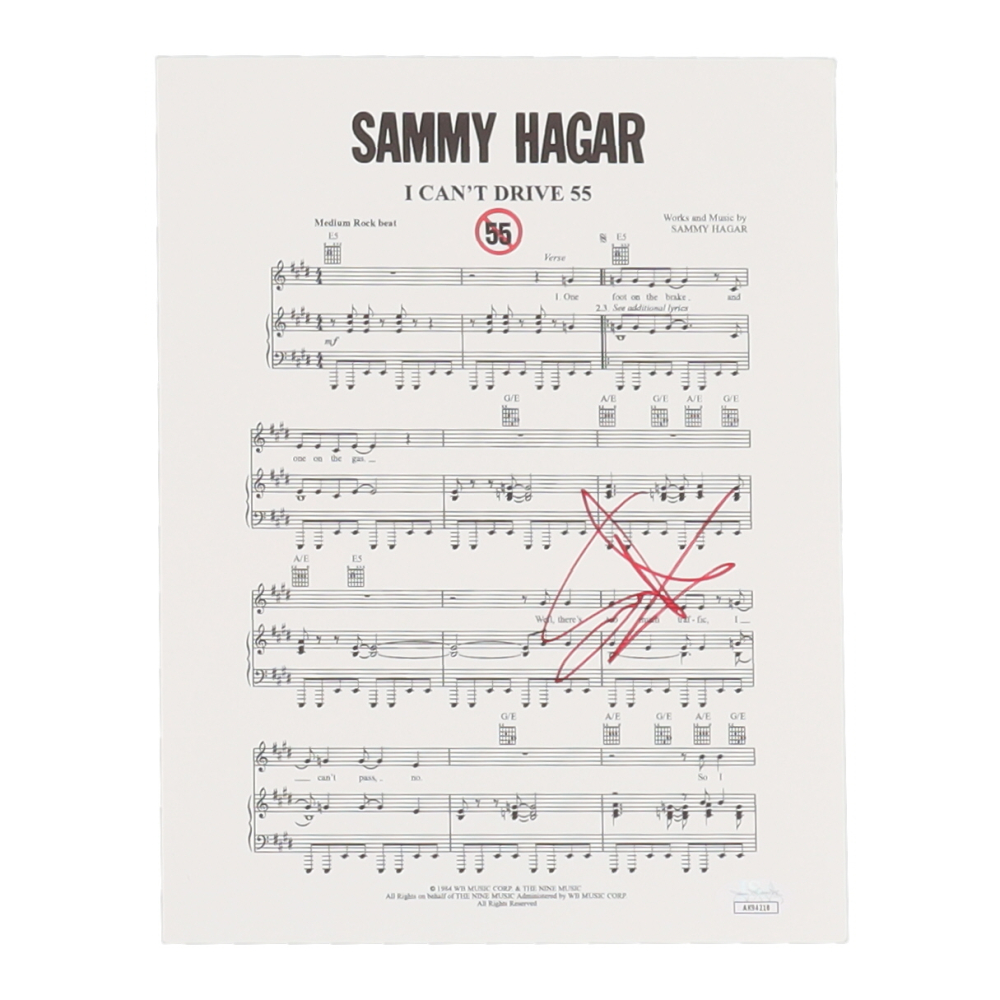 Sammy Hagar Signed "I Can't Drive 55" 8x10 Sheet Music (JSA) | Pristine Auction