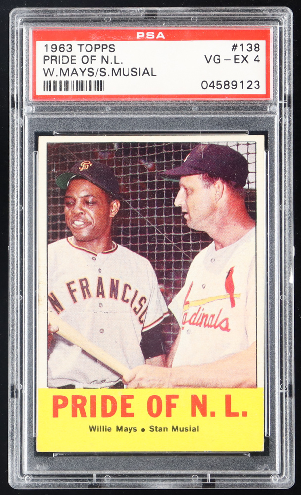 Willie Mays / Stan Musial 1963 Topps #138 Pride of NL (PSA 4 ...