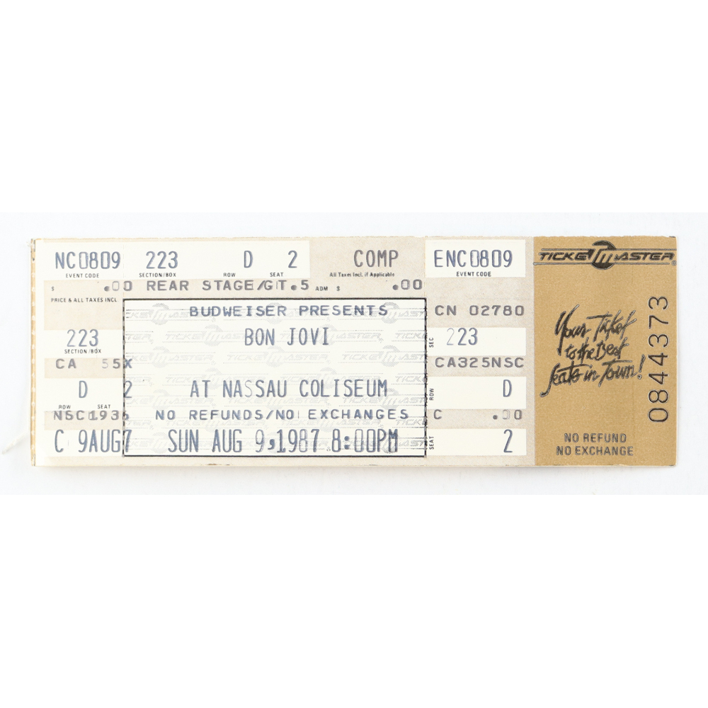 1987 Bon Jovi Concert Ticket | Pristine Auction