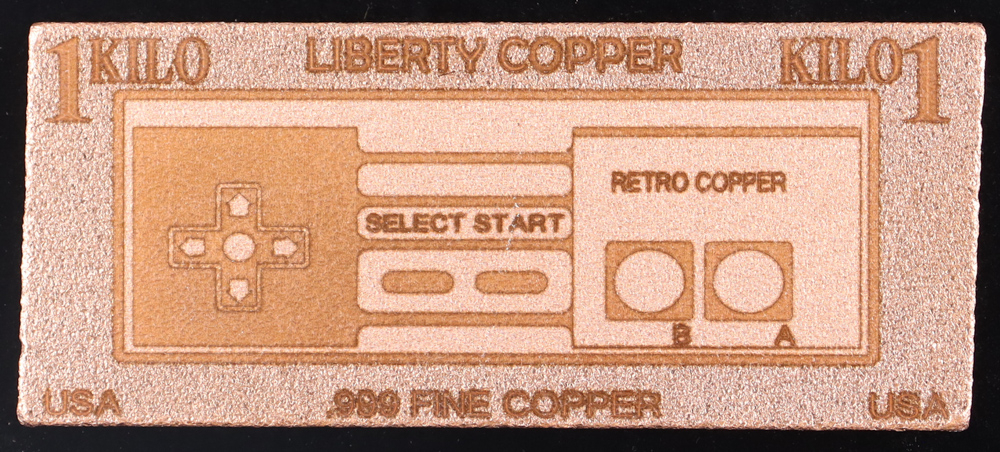 One Kilo .999 Fine Copper Retro Game Controller Design Bullion Bar ...