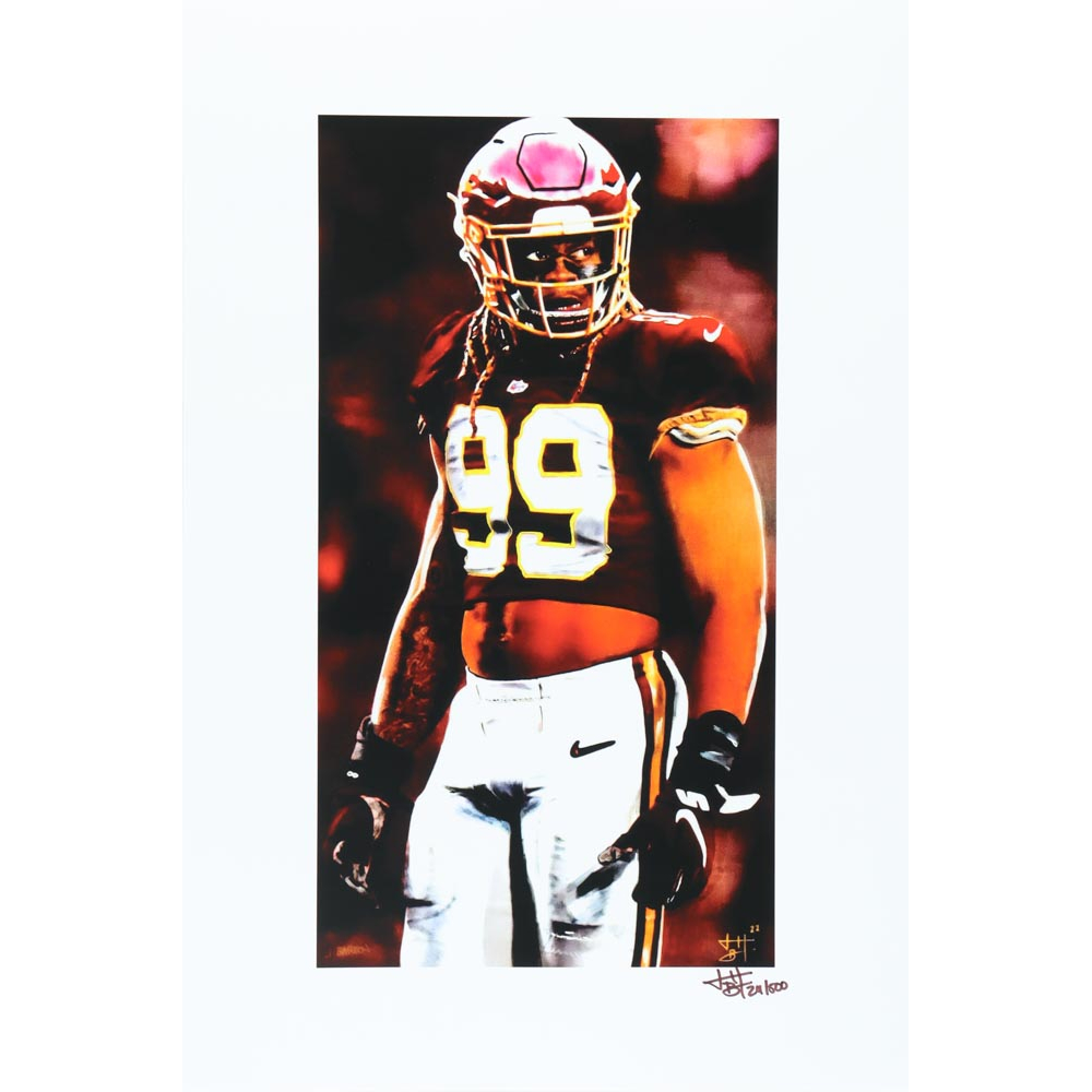 Chase Young - Commanders - Joshua Barton Signed LE 12x18 Lithograph ...