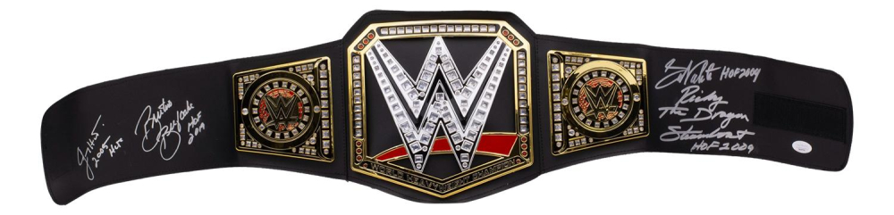 WWE Hall Of Famers Signed WWE Replica Championship Inscribed "HOF 2004 ...