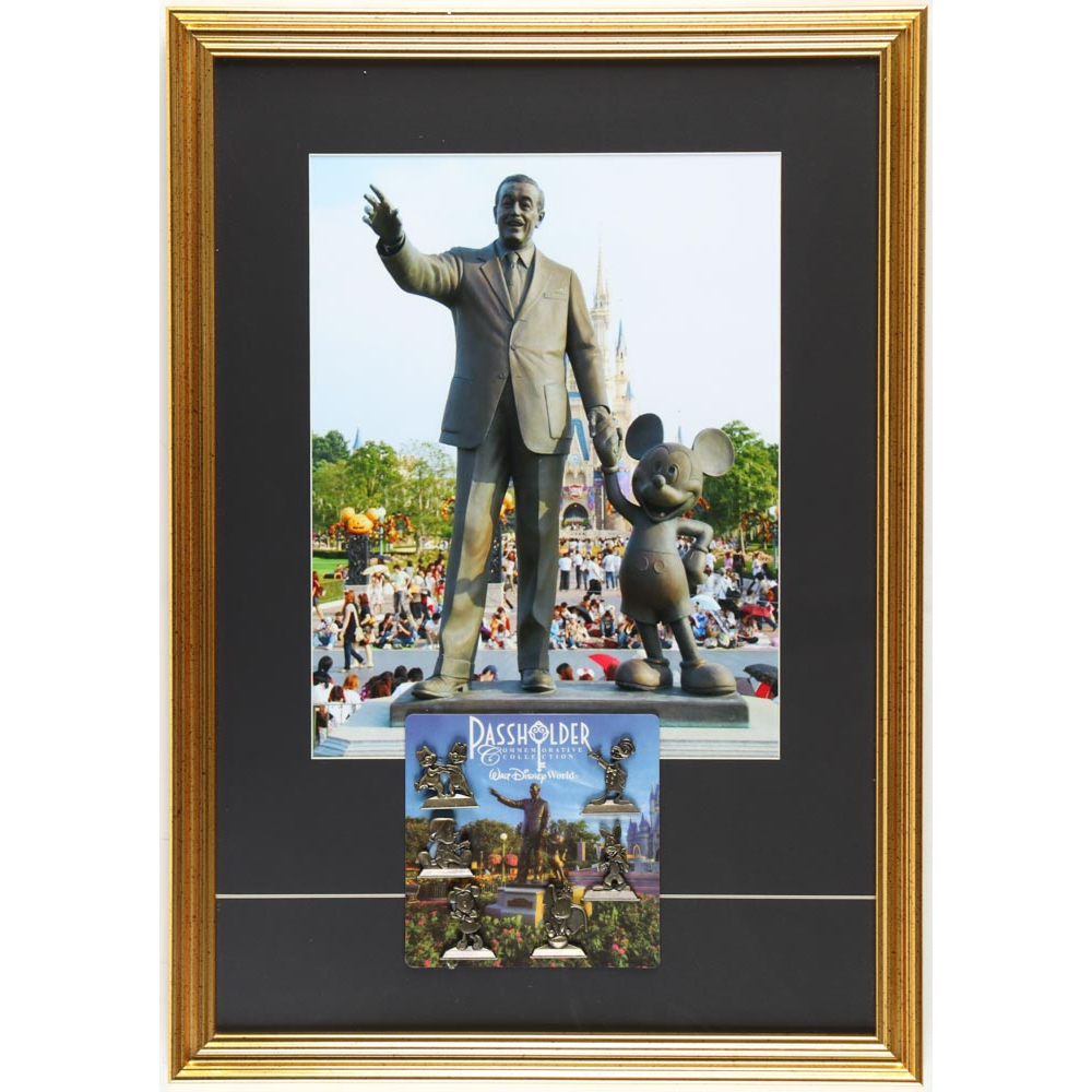 Disney World Custom Framed Photo Display with (6) Passholder Brass Pins ...