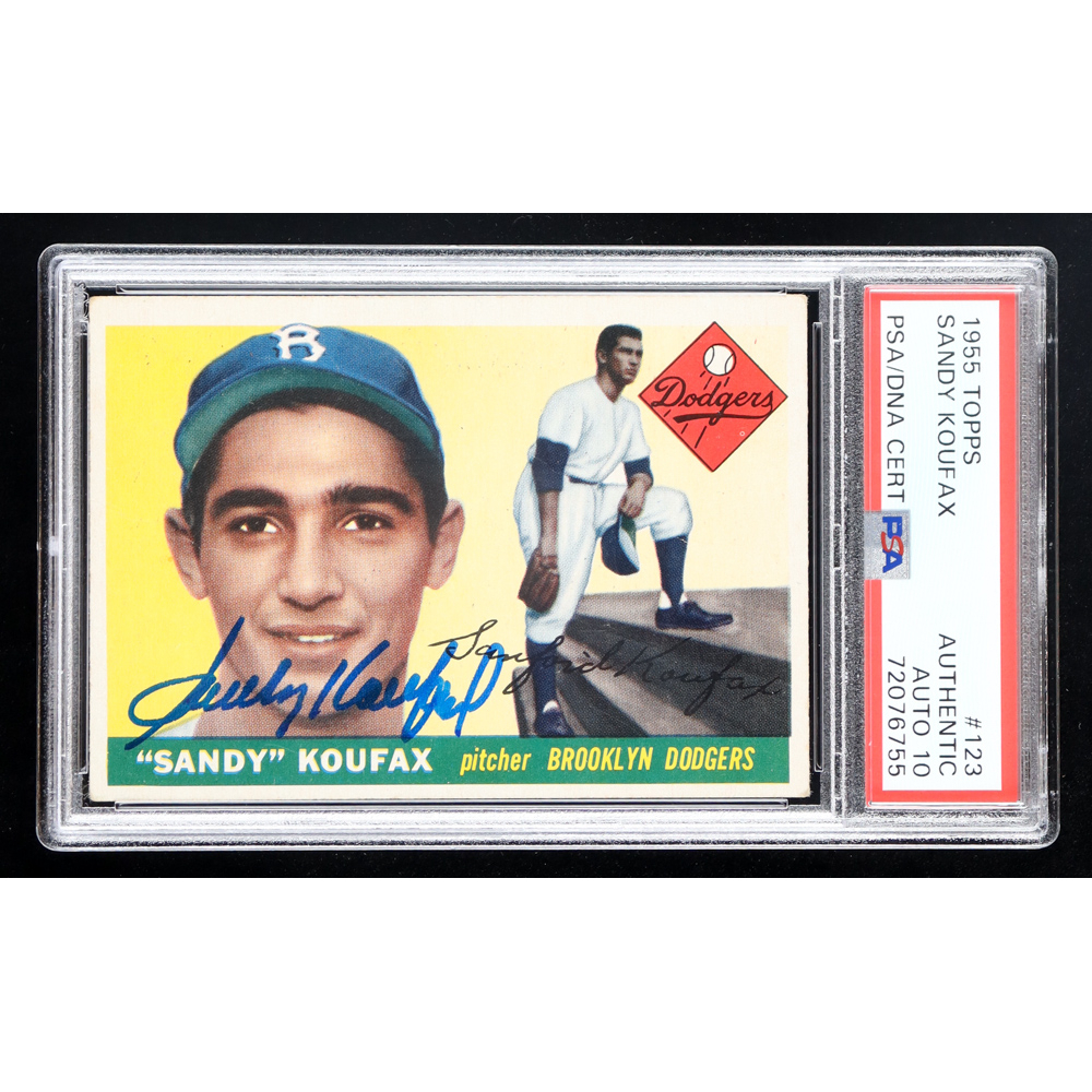 Sandy Koufax Signed 1955 Topps #123 RC (PSA | Autograph Graded PSA 10 ...