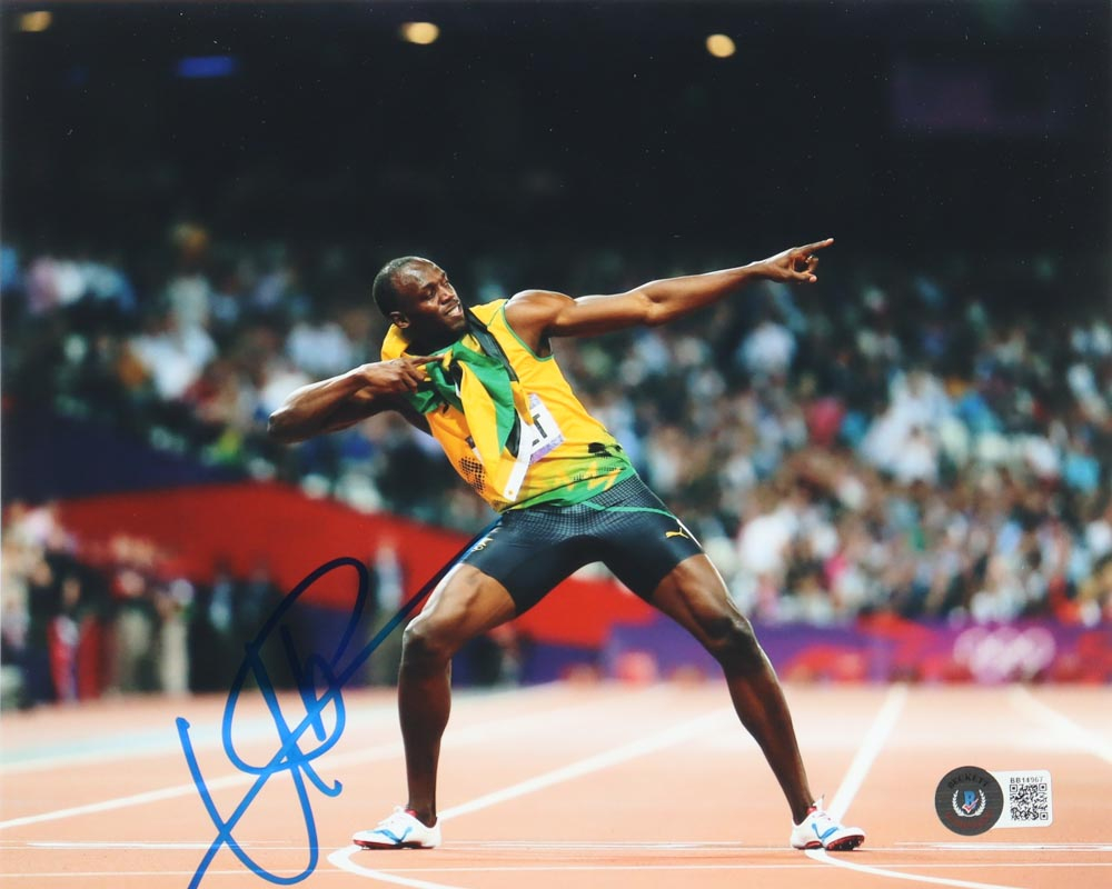 Usain Bolt Signed Team Jamaica 8x10 Photo (Beckett) | Pristine Auction