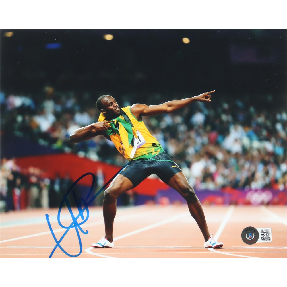 Usain Bolt Signed Team Jamaica 8x10 Photo (Beckett) | Pristine Auction