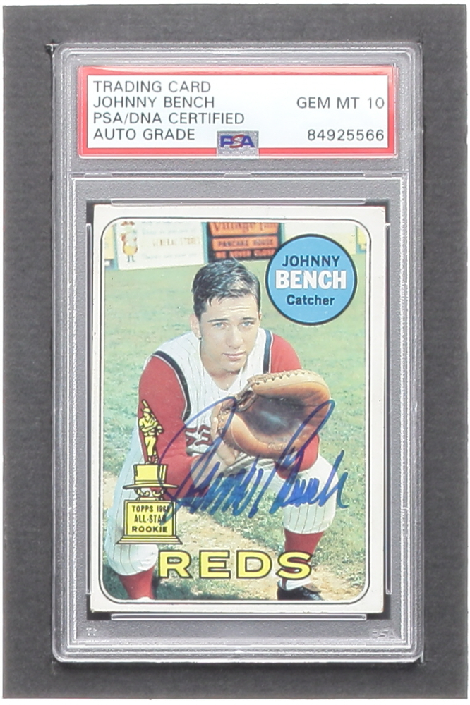 Johnny Bench Signed 1969 Topps #95 (PSA | Autograph Graded 10 ...