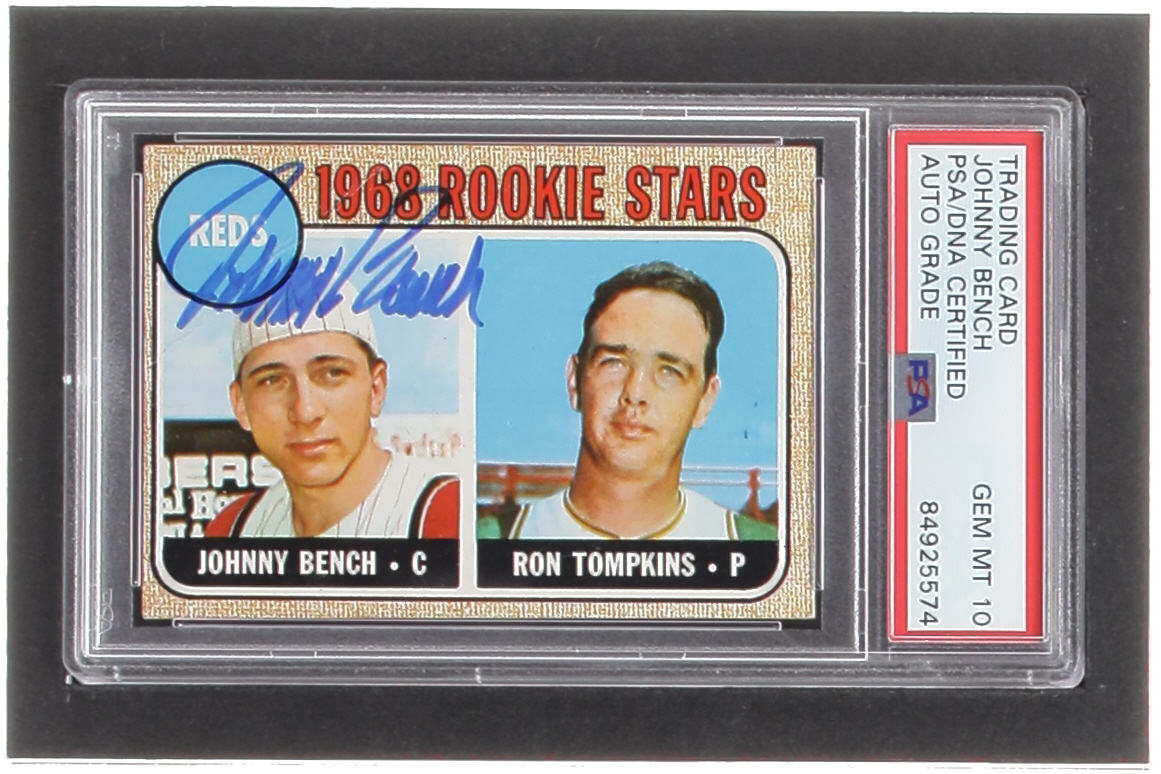 Johnny Bench Signed 1968 Topps #247A Rookie Stars / Johnny Bench / Ron ...