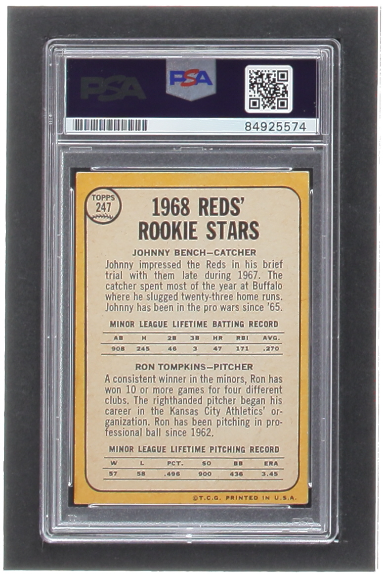 Johnny Bench Signed 1968 Topps #247A Rookie Stars / Johnny Bench / Ron ...