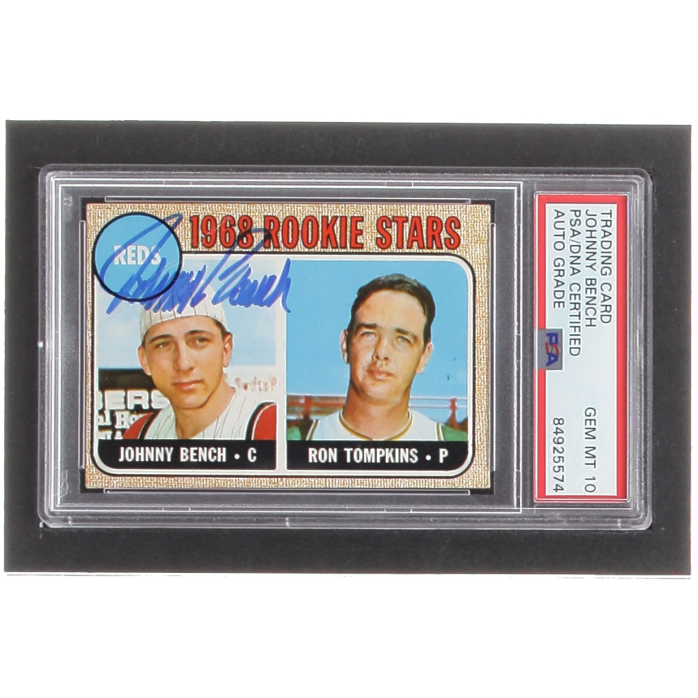 Johnny Bench Signed 1968 Topps #247A Rookie Stars / Johnny Bench / Ron ...