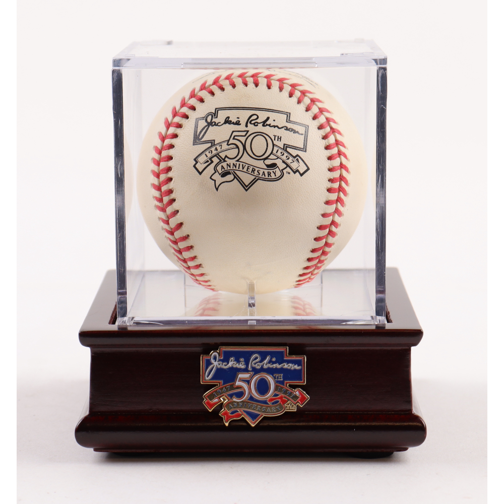 Jackie Robinson 50th Anniversary Commemorative ONL Baseball with Display Case | Pristine Auction