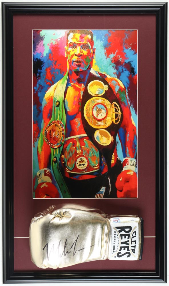 Mike Tyson Signed Custom Framed Cleto Reyes Gold Boxing Glove Display ...