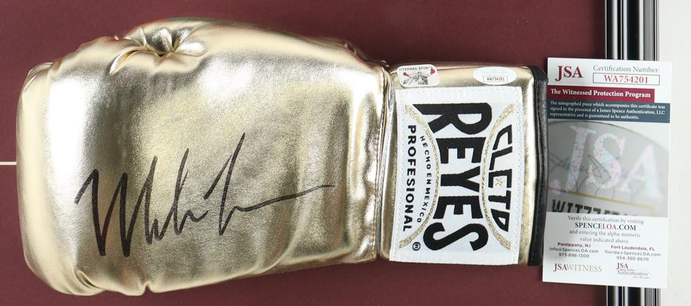 Mike Tyson Signed Custom Framed Cleto Reyes Gold Boxing Glove Display ...