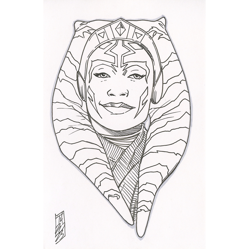 Ahsoka Star Wars Signed Original Drawing By Tom Hodges 11 Pristine Auction