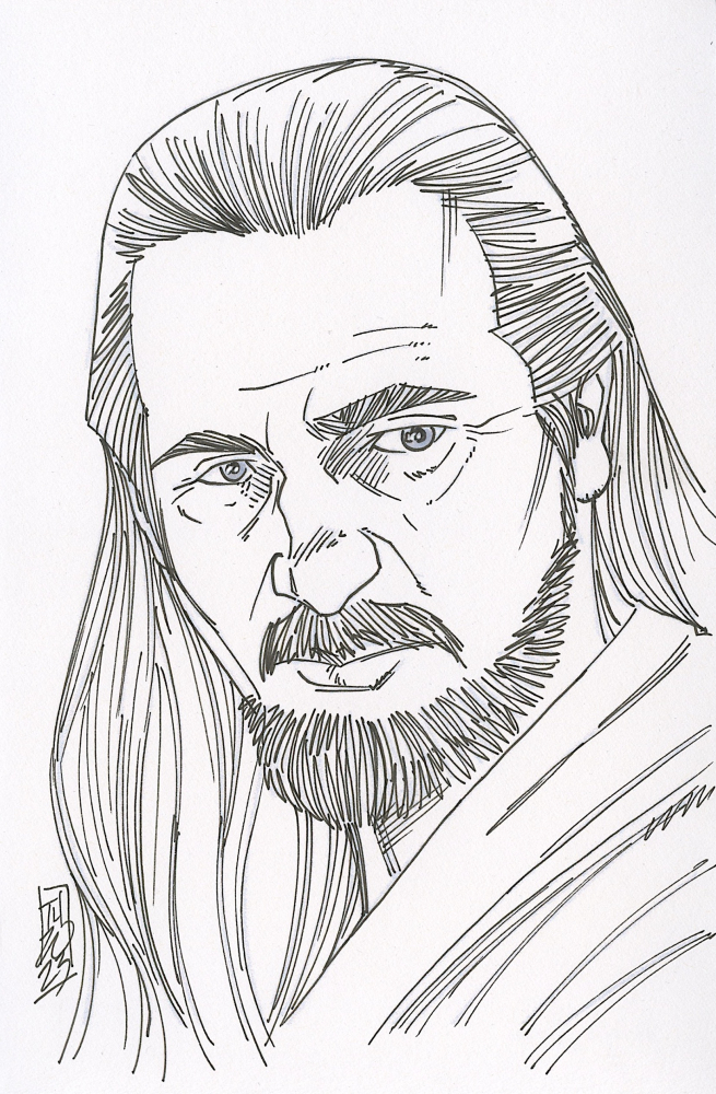 Qui-Gon Jinn | Star Wars - Signed ORIGINAL Drawing by Tom Hodges (1/1 ...