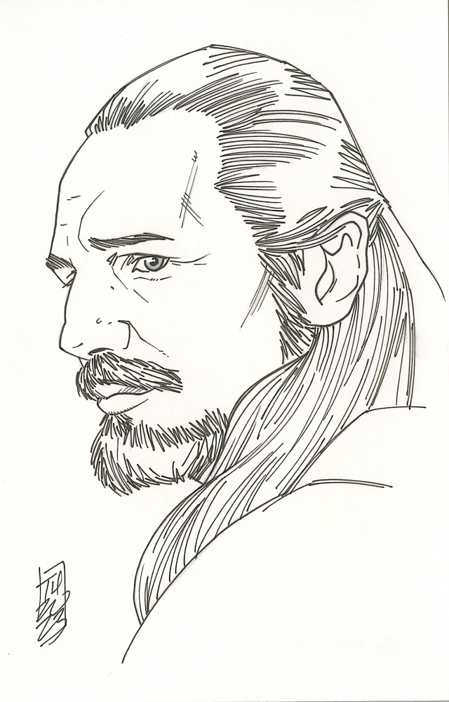 Qui-Gon Jinn | Star Wars - Signed ORIGINAL Drawing by Tom Hodges (1/1 ...