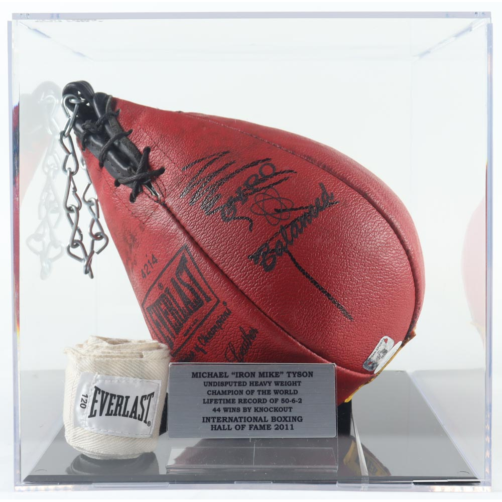 Mike Tyson Signed Everlast Speed Bag with Display Case (JSA & Tyson ...