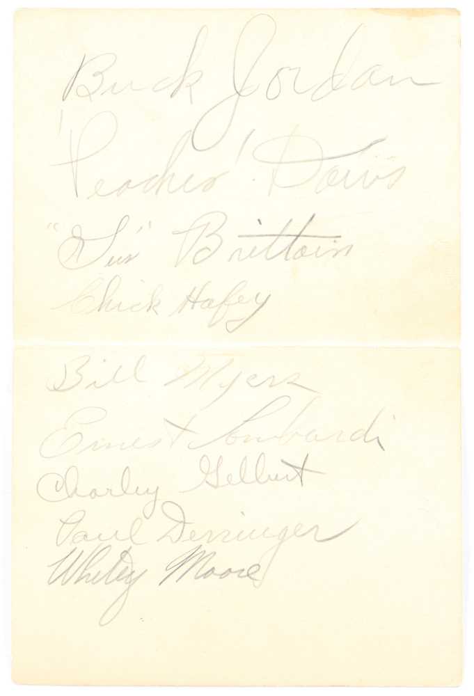 1937 Reds 4x6 Cut Team-Signed by (9) with Chick Hafey, Buck Jordan, Gus ...