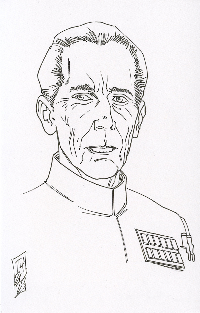Grand Moff Tarkin | Star Wars - Signed ORIGINAL Drawing by Tom Hodges ...