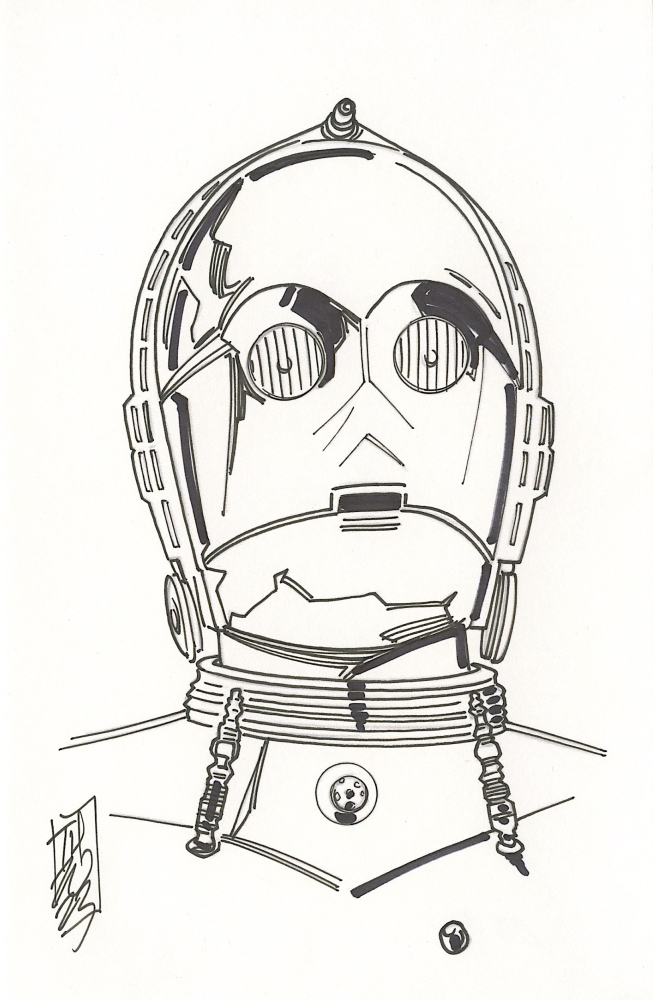C-3PO | Star Wars - Signed ORIGINAL Drawing by Tom Hodges (1/1 ...