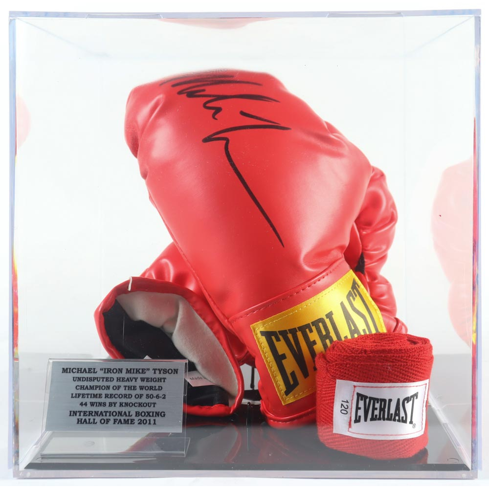 Mike Tyson Signed Everlast Boxing Glove Set with Display Case (JSA ...