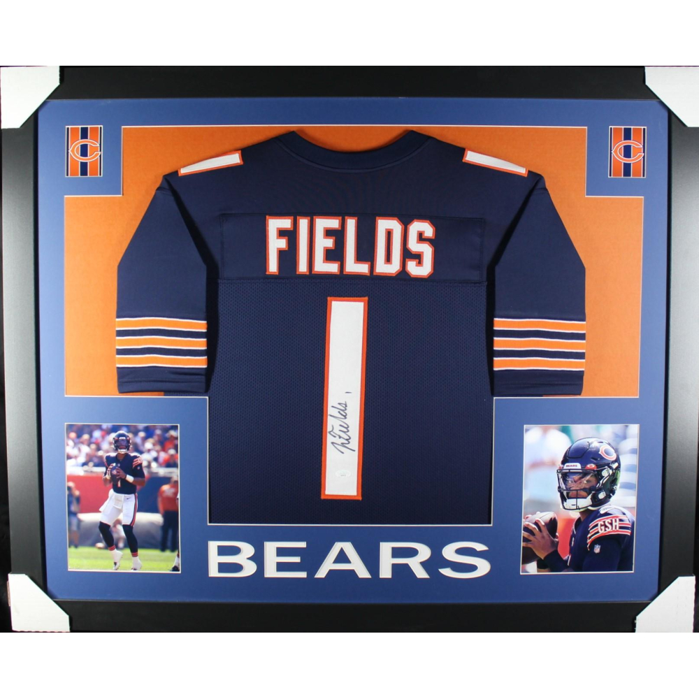 Justin Fields Signed 35x43 Custom Framed Jersey Display (JSA ...