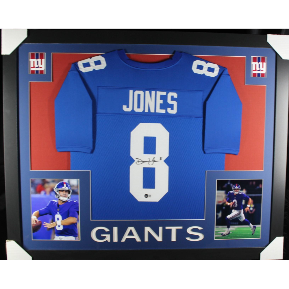 Daniel Jones Signed 35x43 Custom Framed Jersey Display (Beckett ...