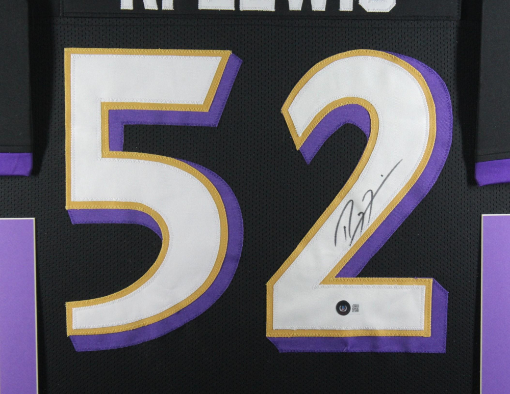 Ray Lewis Signed 35x43 Custom Framed Jersey Display (Beckett ...