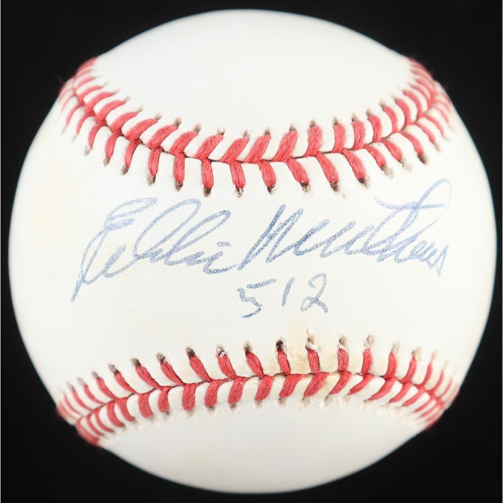 Eddie Mathews Signed ONL Baseball Inscribed "512" (Beckett) | Pristine ...