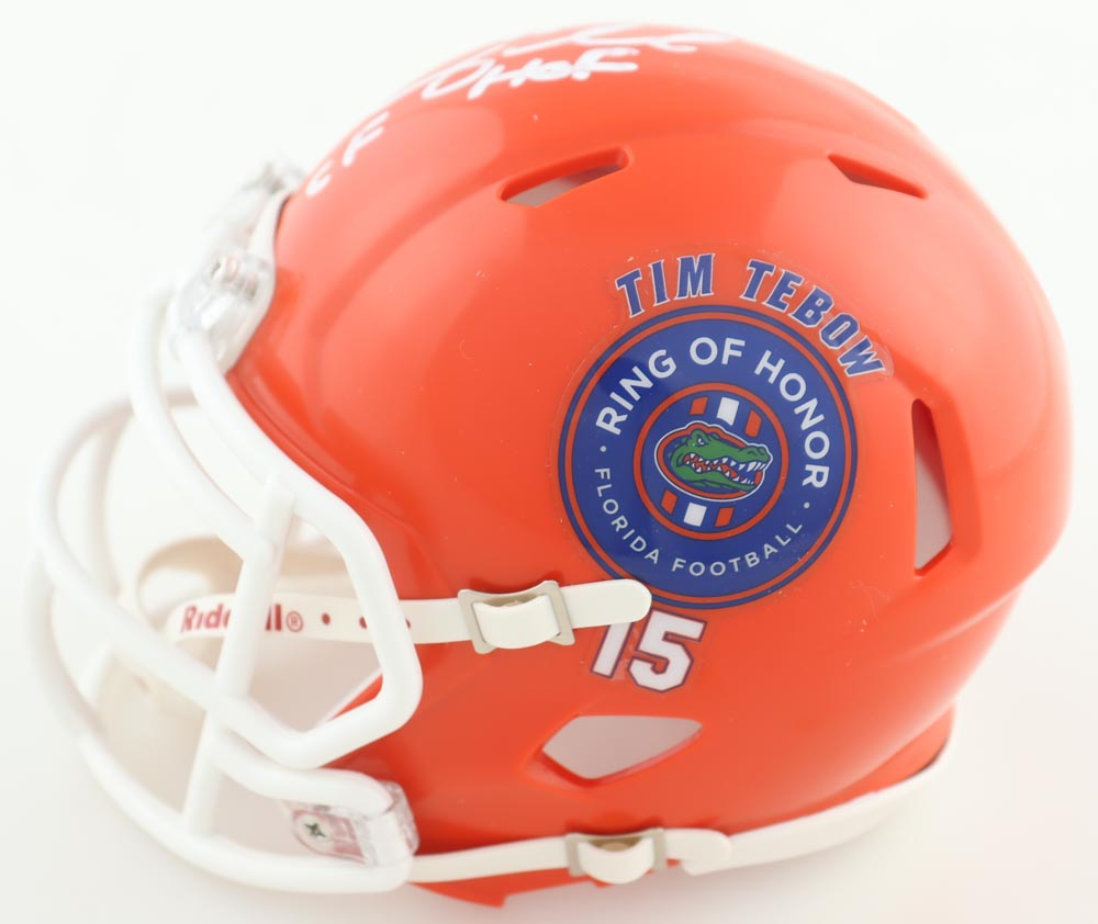 Tim Tebow Signed Gators Speed Mini Helmet Inscribed "CF HOF" (Beckett ...