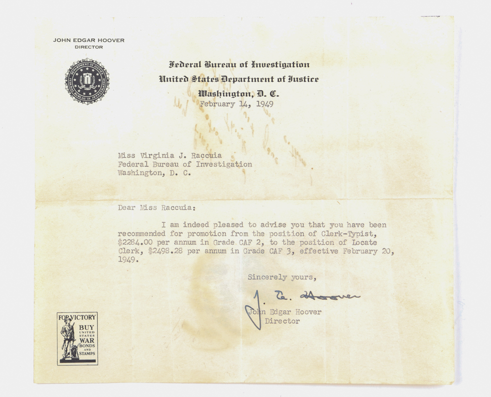 J. Edgar Hoover Signed Official 1949 FBI United States Department of ...
