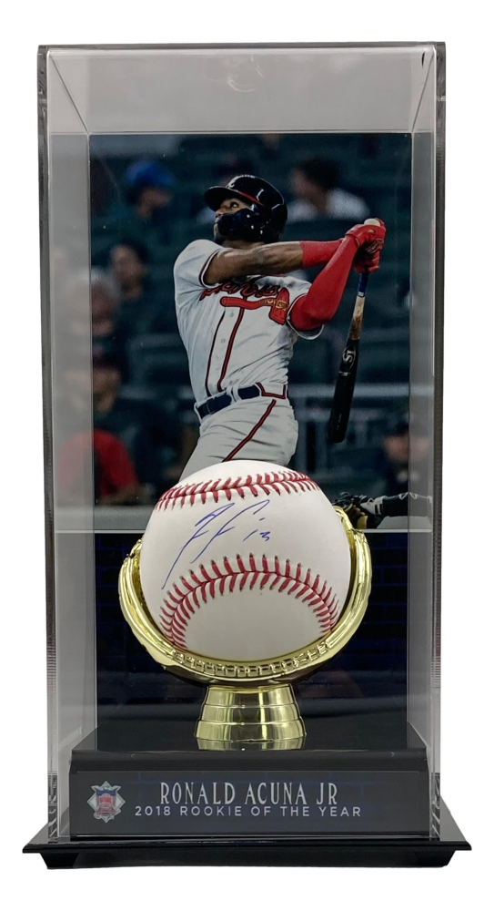 Ronald Acuna Jr. Signed OML Baseball with Display Case (Beckett ...