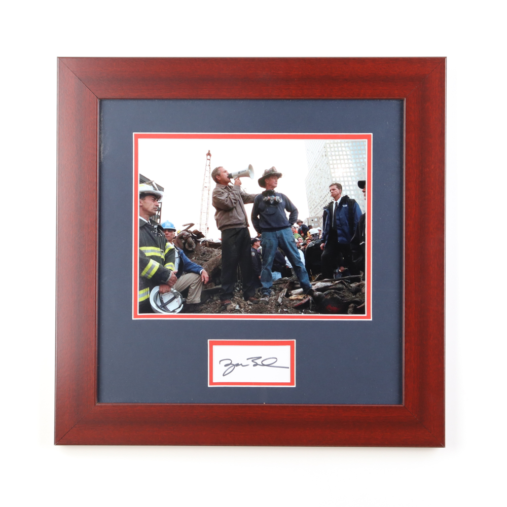 George W. Bush Signed Cut Custom Framed 9/11 Ground Zero Speech Display ...