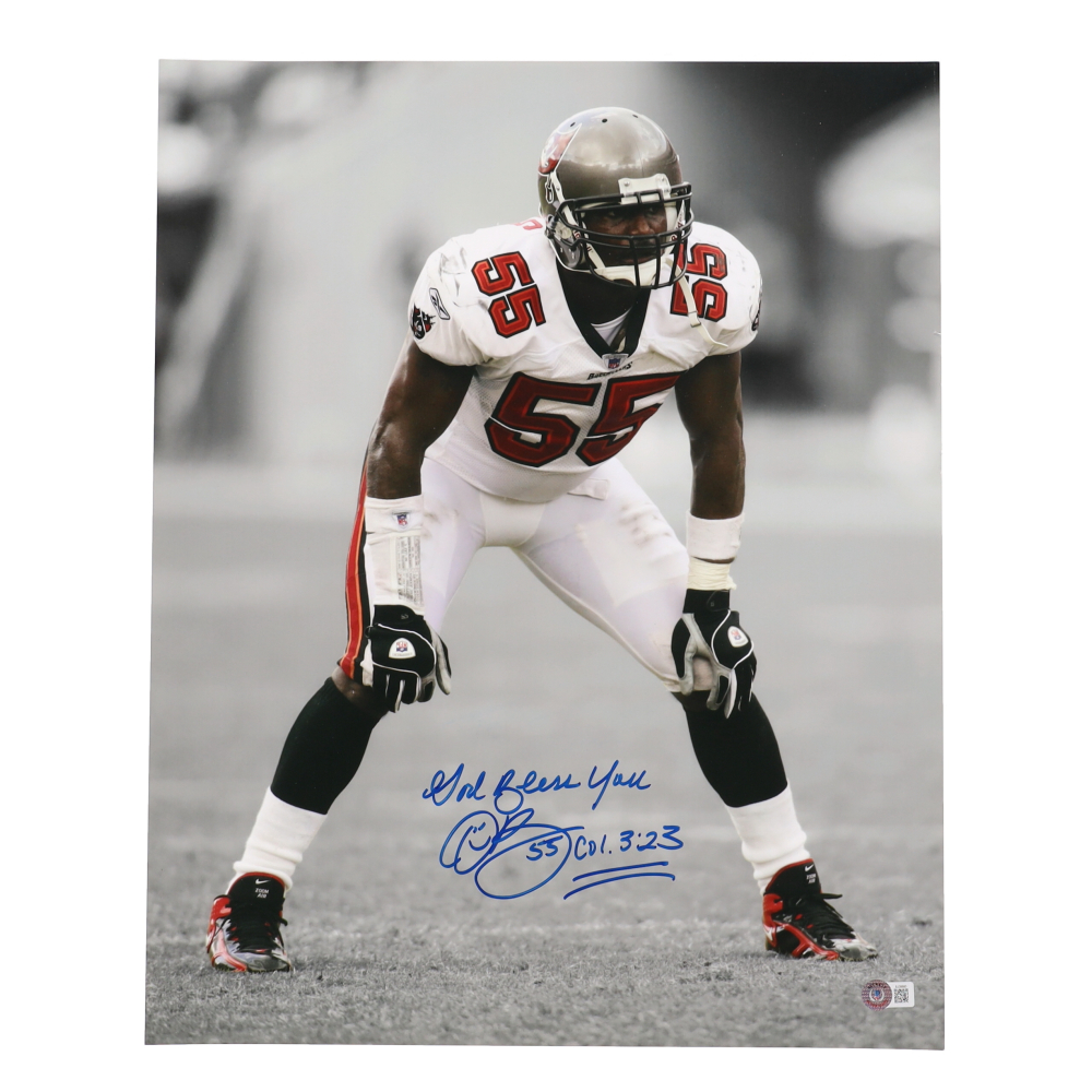 Derrick Brooks Signed Buccaneers 16x20 Photo Inscribed "God Bless You ...