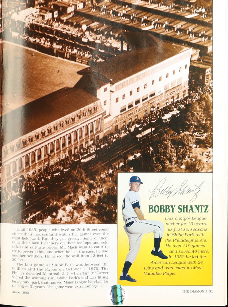 Bobby Shantz Signed "The Diamond" Magazine (Sports Integrity ...