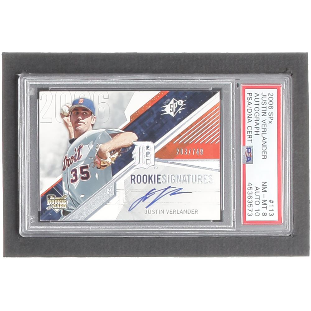 Justin Verlander 2006 SPx #113 Autograph #203/749 RC (PSA 8 | Auto 10 ...