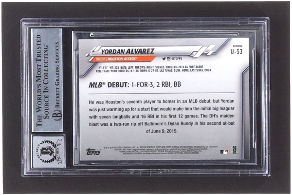 Yordan Alvarez Signed 2020 Topps Chrome Update #U53 RC (BGS | Autograph ...