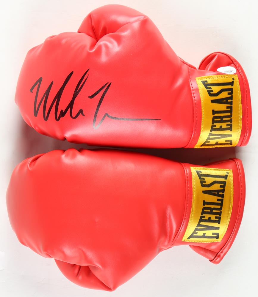 Mike Tyson Signed Everlast Boxing Glove Set And Display Case Jsa