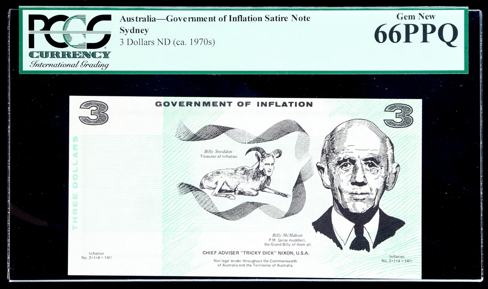 ND (1970's) Australia "Government of Inflation" Satire Banknote (PCGS ...